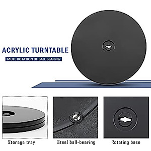 Zorveiio 8” Black Acrylic Turntable Organizer, Rotating Organizer Swivel Plate for Bathroom Kitchen Cabinet Table Spice Rack Cake Pantry