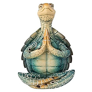 Sea Turtle Yoga Figurine Turtle Meditating Coastal Beach Home Decor 6 1/2 in x 4 1/2 in (Prayer)