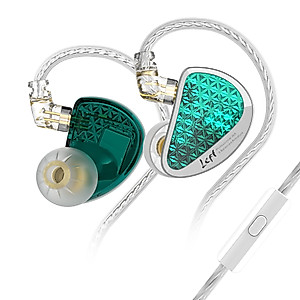 Linsoul KZ AS16 Pro 16BA Balanced Armature Drivers Earphones HiFi Bass in Ear Monitor Earphones with Detachable 0.75mm 2 pin Cable (Cyan, with Mic)