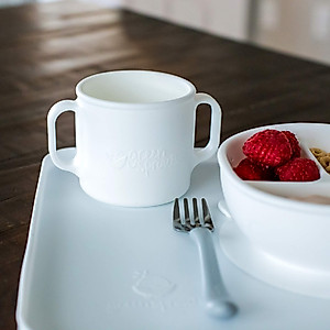 green sprouts Learning Bowl | Helps Toddler Develop Independent Eating Skills | Heat-Resistant Silicone, Suction Cup Base with Easy-Release tab, 3 Sections Marked to Measure portions, Dishwasher Safe