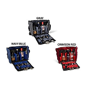 VADCAD Travel Bar Red & Black, Water Resistant, Bartending Supplies, Pockets for Carrying Cocktail Kit (Bag Only), 13.8H X 12.5W X 4.7D, Crimson Red