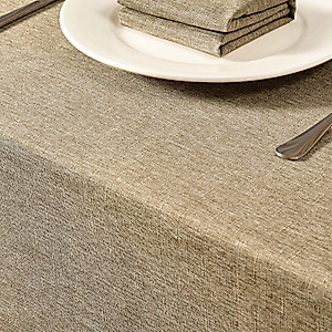 Mebakuk Rectangle Table Cloth Linen Farmhouse Tablecloth Waterproof Anti-Shrink Soft and Wrinkle Resistant Decorative Fabric Table Cover for Kitchen (Mocha, 52" x 70" (4-6 Seats))