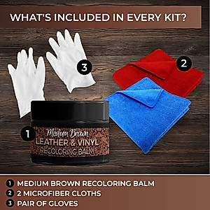 COCONIX Leather Recoloring Balm Medium Brown - Recolor, Renew, Repair & Restore Aged, Faded, Cracked, Peeling and Scuffed Leather & Vinyl Couches, Boat or Car Seats, Furniture