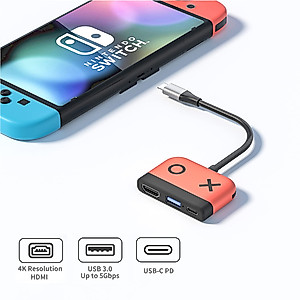 Switch Dock for Nintendo Switch,Portable Dock with HDMI TV USB 3.0 Port and USB C Charging,Compatible with Nintendo Switch Steam Deck MacBook Pro/Air Samsung and More