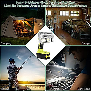 Cordless LED Work Light for Ryobi 18V ONE+ Plus Lithium Battery,3300LM Zinc Alloy Outdoor Wide Illumination Multifunction Flashlight,USB Port,for Car Repair Hiking Camp Garage