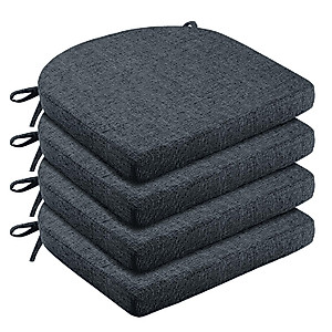 LOVTEX Chair Cushions for Dining Chairs 4 Pack - Memory Foam Chair Pads with Ties and Non-Slip Backing - Seat Cushion for Kitchen Chair 16x16x2, Navy