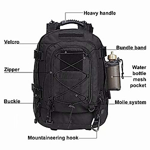 ARMY PANS Backpack for Men Large Military Backpack Tactical Waterproof Backpack for Work,Camping,Hunting,Hiking(BLACK)