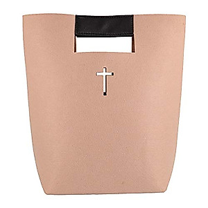 TOYANDONA Bible Carrying Case Felt Bible Bag Hollowed Cross Christian Church Bible Tote Bag Cover Handbag for Bible Study Case Work School Travel Shopping Beige
