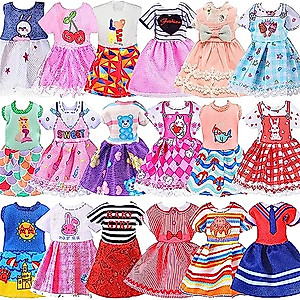 UNICORN ELEMENT 11 Packs 5.3 Inch - 6 Inch Girl Doll Clothes and Accessories, 3 Dresses, 3 Boy Doll Outfits (3 T-Shirt, 3 Pants), 2 Shoes, 1 Headset 1 Toy Dog 1 Computer(NO Doll)
