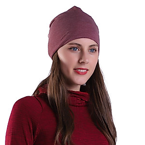 EMPIRELION 9" Multifunctional Lightweight Beanies Hats, Running Skull Cap Helmet Liner Sleep Caps for Men Women (Ruby Wine Mel., 1)