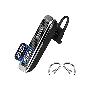 HZDJS Bleutooth earpiece Bluetooth earpiece for Cell Phone Bluetooth Headset with Ear Hook Digital Display Style Bluetooth v5.2 for Business/Office/Dviring/Sporting, Black