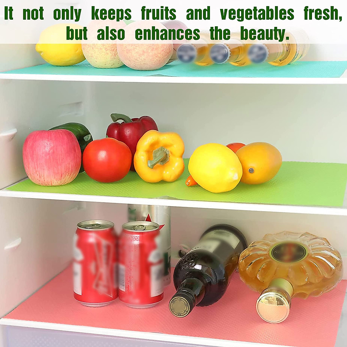 Theshai 8pcs Refrigerator Mats, Waterproof Non-Slip EVA Refrigerator Liner Pads, Can Be Cut Washable Fridge Mat, Also Great for Drawers Shelves Cabinets Storage Kitchen and Placemats