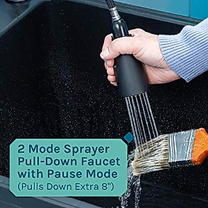 Black Space Saver Utility Sink by JS Jackson Supplies, Freestanding Tehila Space Saving Laundry Tub, Black Pull-Down Faucet, Soap Dispenser