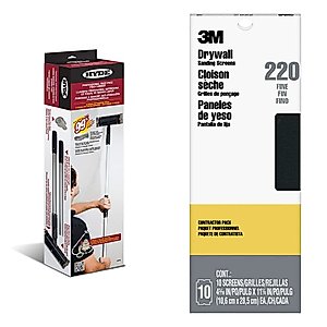 HYDE 09180 Dust-Free Vacuum Sander and 3M 99436 Drywall Sanding Screens Pro-Pak