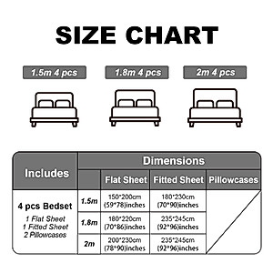 4Pcs Preppy Bedding Sheets & Pillowcases Sets, Cotton Bed Sheets and Pillow Covers and Duvet Cover, Soft Bed Set, Bedding Sets & Collections, Bedsheets for Women, Men, Teen Girl Boys CD3-6112-2