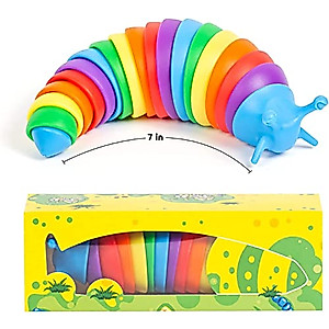 WHATOOK Fidget Slug, Caterpillar Fidget Worm Toy, Sensory Toys for Toddlers 1-3, 3-4, Autism Sensory Slug Toy Makes Relaxing Sound, Fidget Toys for Kids 5-7, Autistic Toys for Boys Girls ADHD Gifts