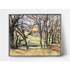 Paul Cezanne, Tree and Houses Landscape Print - Vintage French Impression Art - Unframed