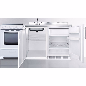 Summit Appliance ACK72ELSTW 72" Wide All-in-One Kitchenette with Electric Range, Refrigerator-freezer Included, Cutlery Bin, Storage Compartment
