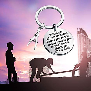 FEELMEM Architect Keychain Architecture Gift Architect Gift Behind You All Your Memories Before You All Your Dreams Architecture Student Gift Architecture Graduation Gift (Architect Keychain)