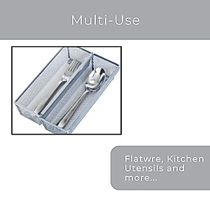 Smart Design Drawer Organizer - Set of 6 - Steel Metal Mesh - 12 x 3 Inch - Interlocking Arm Connection - Utensils, Flatware, Organization - Kitchen - Bronze