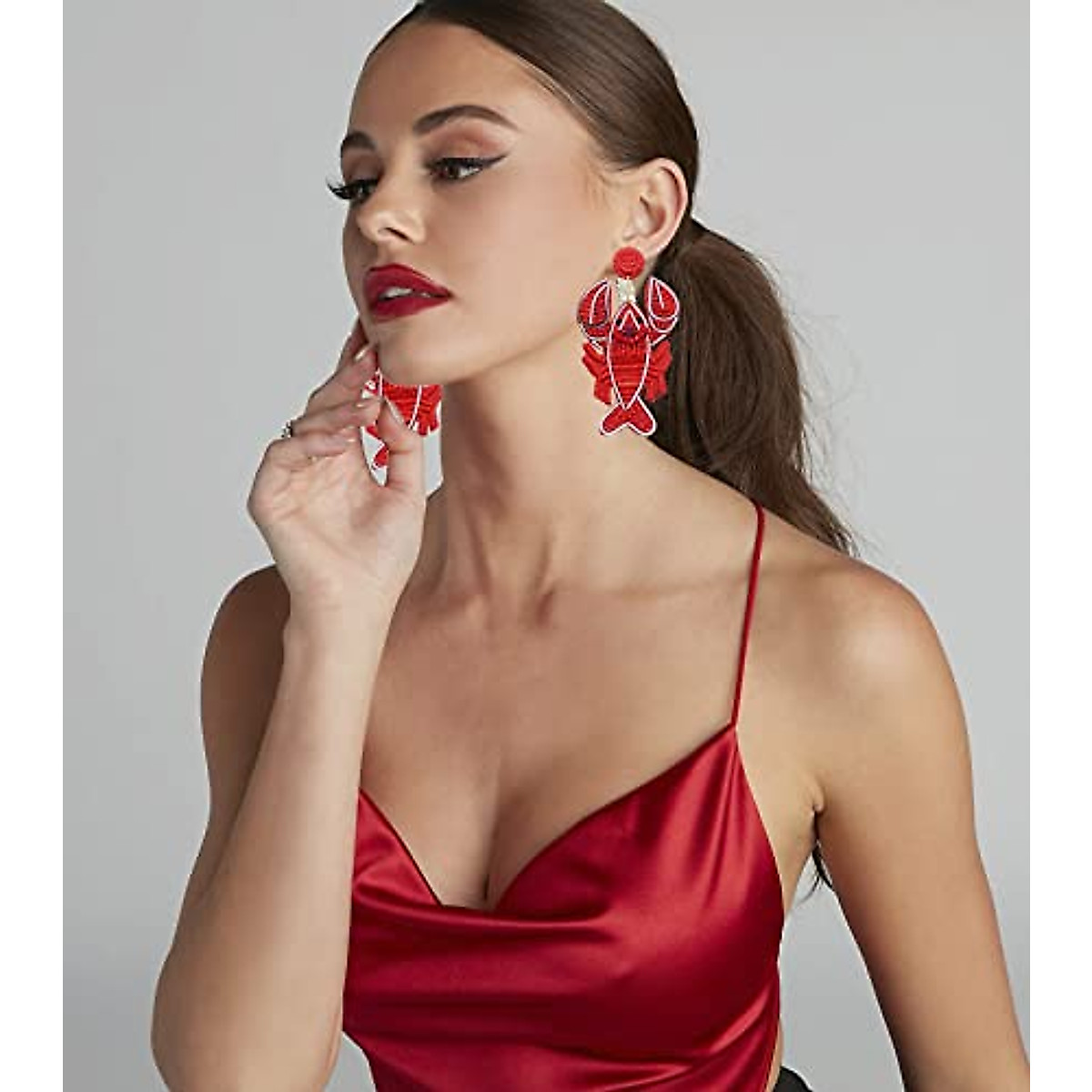 Beaded Starfish Earrings for Women Handmade Statement Lobster Dangle Earrings Boho Summer Funky Crawfish Drop Dangling Earrings Weird Boho Vacation Earrings Jewelry Beach Lover Gift