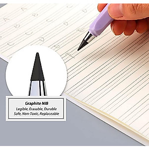 Homiimart New Unlimited Writing Eternal Pencil Creative No Ink Refill Replaceable Nib Erasable Pen No Need Sharpen Kid School Supplies Stationery Art Painting Sketch (Black)