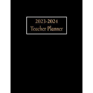2023-2024 Teacher Planner: Black Teacher Scheduler 23-24 From Aug 2023 - July 2024, 8.5 X 11 In", Teacher Agenda Book With Quotes Inside, Luxury Golden Cover For Women and Men