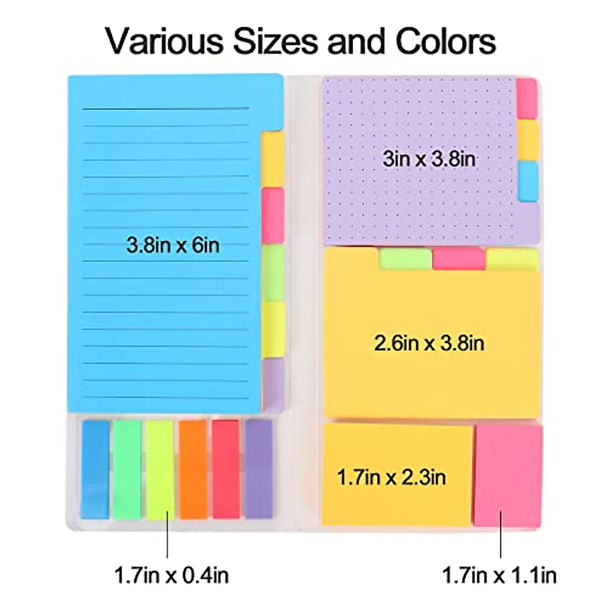 EOOUT 2pcs Sticky Note Set, Colored Divider Self-Stick Notes Pads Bundle Tabs Ruled Dotted PET Sticky Notes Book for School Supplies Office Supplies