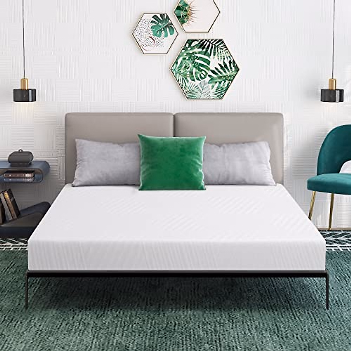 Airdown Queen Mattress, 8 Inch Memory Foam Mattress in a Box, Medium Firm Green Tea Gel Mattress for Queen Size Bed, CertiPUR-US Certified,AD-REP1-8Q