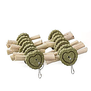 Natural Rabbit Hamster Chewing Toys Alfalfa Balls Sweet Bamboo Toys ,Hanging Treat Teeth Care Molar Toys for Small Pets Toys for Chinchilla Guinea Pigs(4 Pack)