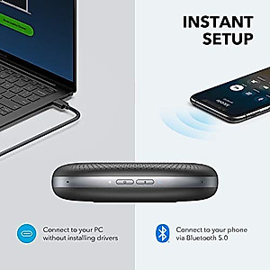 Anker PowerConf Speakerphone, 6 Mics, Enhanced Voice Pickup, 24H Call Time, Bluetooth 5, USB C, Zoom Certified Conference Speaker, Compatible with Leading Platforms For Home Office