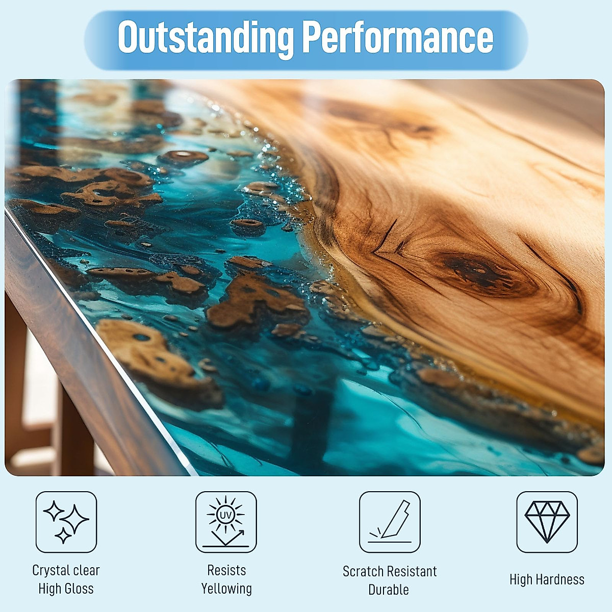 Clear Epoxy Resin Art Resin Kit 16 oz Crystal Jewelry Resin 2 Part Epoxy Resin Kit with Bonus Measuring Cups Sticks Spreader and Gloves