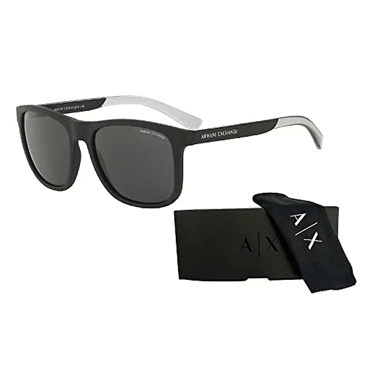 Armani Exchange AX4049SF 818287 57M Matte Black/Grey Square Sunglasses For Men+ BUNDLE with Designer iWear Complimentary Care Kit