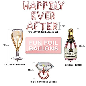 Bridal Shower Decorations Rose Gold Wedding Decorations Wedding Signs Just Married Decorations Happily Ever After Balloons Sign Bachelorette Banner Engaged Banner Bridal Party Decorations Decor