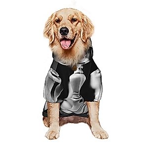 Large Dog Hoodie Vintage-Black-White-Chess-King Pet Clothes Sweater with Hat Soft Cat Outfit Coat Xx-Large