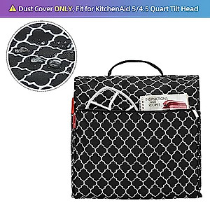 NICOGENA Stand Mixer Cover Compatible with KitchenAid 5/4.5Quart Tilt Head, Dust Cover with Zipper Pocket for Accessories, Lantern Black