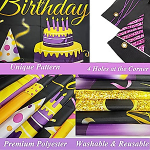 Wiipenex Happy 60th Birthday Backdrop Banner 70.86” x 43.3” Purple Black 60th Birthday Decorations Cheers to 60 Years Old Balloons Backdrop Party Supplies Birthday Yard Sign Poster Photo Booth Props