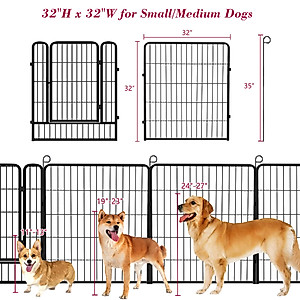 Dog Pen Outdoor Dog Fence Dog Playpen, 32 inch Pet Playpen 12 Panels Puppy Playpen Portable Dog Fences Outdoor Exercise Pen with Doors for RV,Camping,Yard