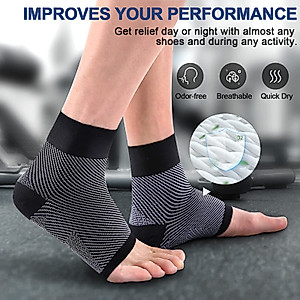 Plantar Fasciitis Compression Socks (3 pairs) Arch Support Foot Pain Relief Ankle Brace Night Splint for All Day Wear Provide Increase Blood Circulation Suitable for Men & Women (Black, Small)