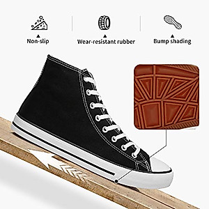 Women's High Top Canvas Shoes Fashion Sneakers Casual Shoes for Walking（Black.US9）