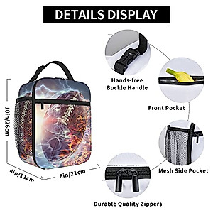 KUOAICY Football Lunch Box Reusable Insulated Totes Lunch Bag Thermal Cooler For Boy Girls School Men Women Beach Picnic Travel