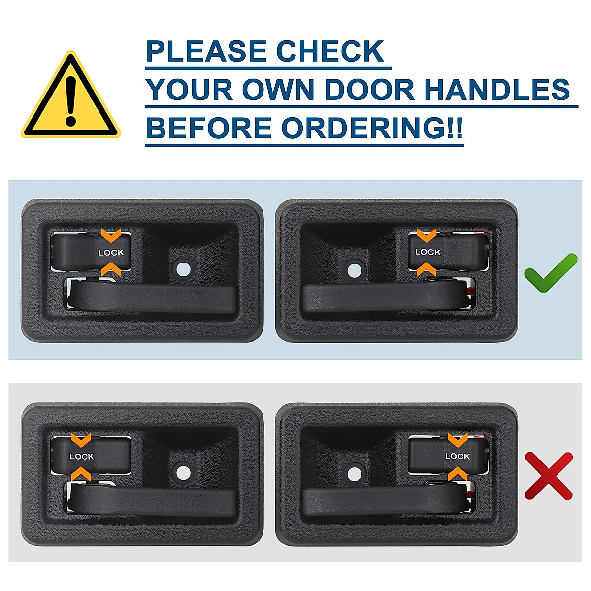 APPERFiT Exterior & Interior Door Handles w/Keepers Compatible with Jeep Wrangler YJ TJ 1991-2006 with Full Doors Replaces 55176382AE 55176383AE 55176477AB 55176476AB