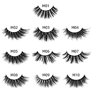 Wholesale Eyelashes 10/20/30/50/100 Pairs Faux 3D Mink Lashes Bulk Natural False Eyelashes Set Makeup Thick Mink Eyelashes Pack (Mix 10 pairs)