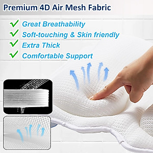 Bathtub Pillow Bath Pillows for Tub Neck and Back Support, Luxury Bath Tub Pillow for Headrest, Bathtub Pillows for Head and Neck Bath Cushion Shower Pillow for Bathtub with 6 Strong Suction Cups