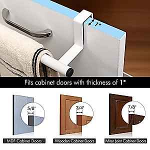 KES Cabinet Door Organizer with Towel Bar, Cutting Board Organizer for Kitchen, Over the Cabinet Door Organizer, White, KUR520-WH