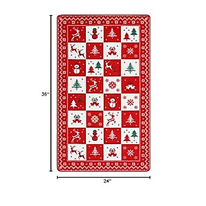 BEIMO Red Area Rug 2x3 Christmas Rug Entryway Kitchen Rug Snowflake Doormat Holiday Decor Print Plaid Floor Cover Bathroom Mat Non Slip Low Pile White Living Room Bedroom Carpet with Gripper