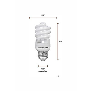 SYLVANIA CFL T2 Twist Light Bulb, 60W Equivalent, Efficient 13W, 850 Lumens, Medium Base, 2700K, Soft White - 8 Pack (26363)