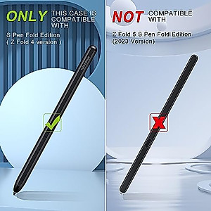 DEMCERT for Samsung Galaxy Z Fold 5 with [Fold4 Edition Pen Slot],Military Armor Full Body Protective Anti-Scratch Hard Leather Bracket Case with Screen Protector Wireless Charger (Black)