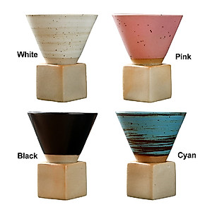 TSYFM White Coffee Mugs Japanese Ceramic Tea Cups with Base 6.8oz Funnel Milk Cup Cute Elegant Ceramic Tea Mugs Small Fashion Espresso Latte Cups Mug for Home Picnic Office