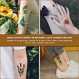 Glow in the Dark Tattoos, ACSAUMMY 12 Sheet Neon Tattoos Makeup Fake Tattoos Rave Festival Accessory UV Temporary Tattoos for Women Men Face Arm Body Blacklight Butterfly Tattoos Adult Party Supplies